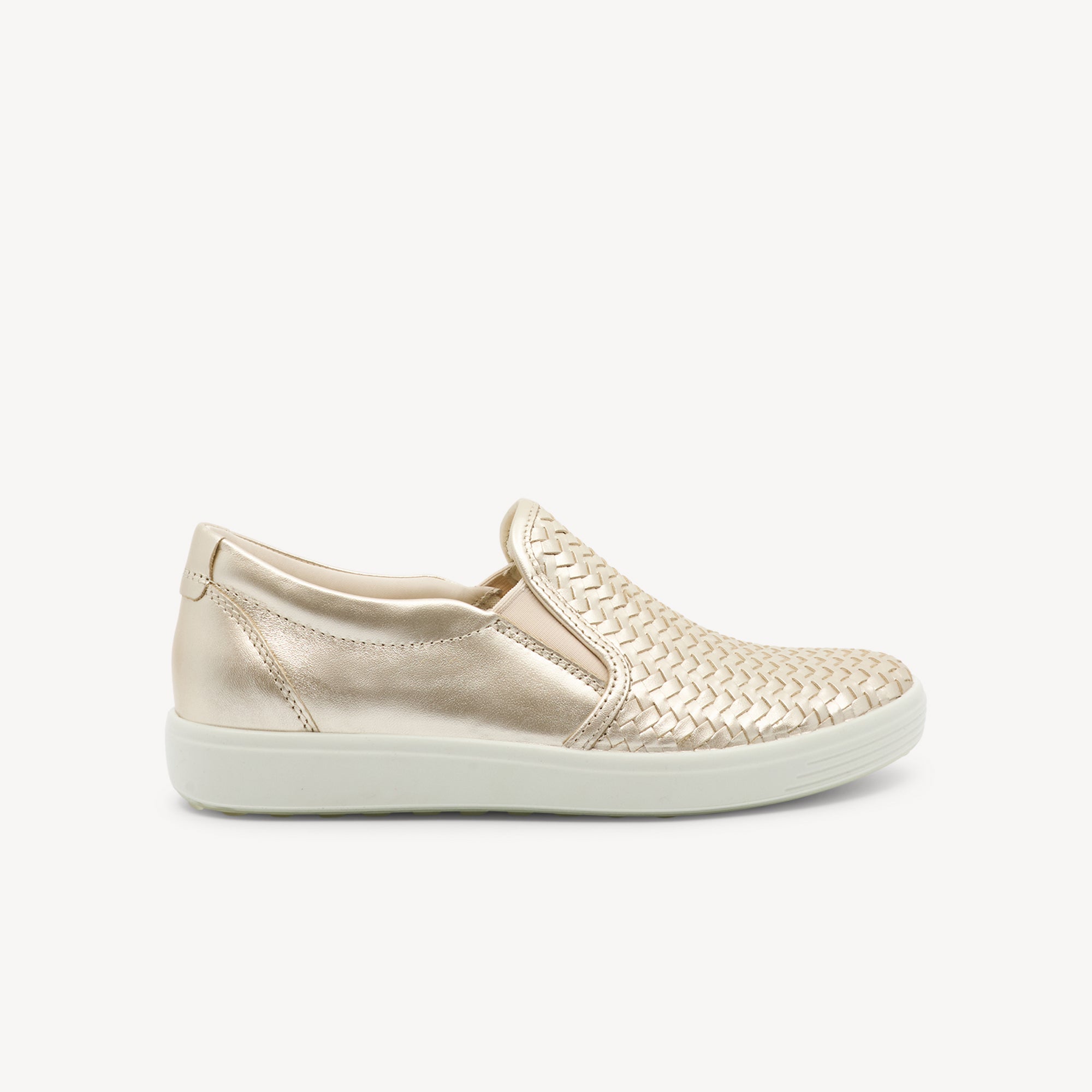 Ecco Soft 7 Slip On Pure White / Gold Womens